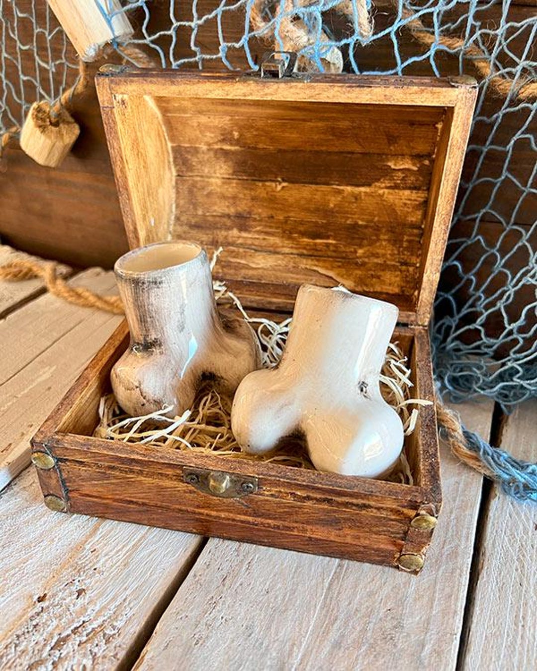 Pirate Bone Shot Glass Set: Ceramic Gothic Barware With Mini Chest - Etsy