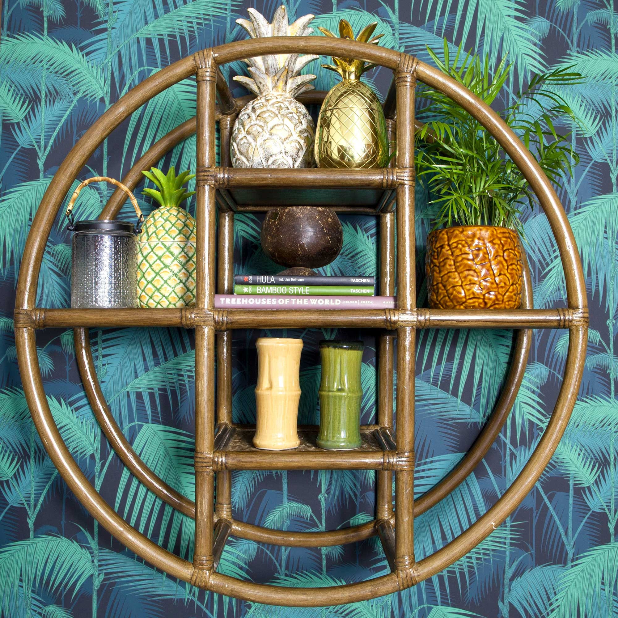Small Natural Rattan Round Shelf Unit Tiki Bar - Etsy UK