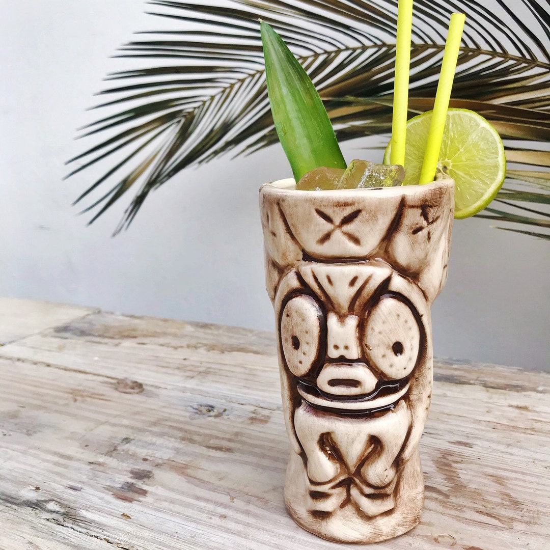 Handcrafted Ceramic Tiki Mug: Cheeky Tahiti Design, Bone Color - Etsy