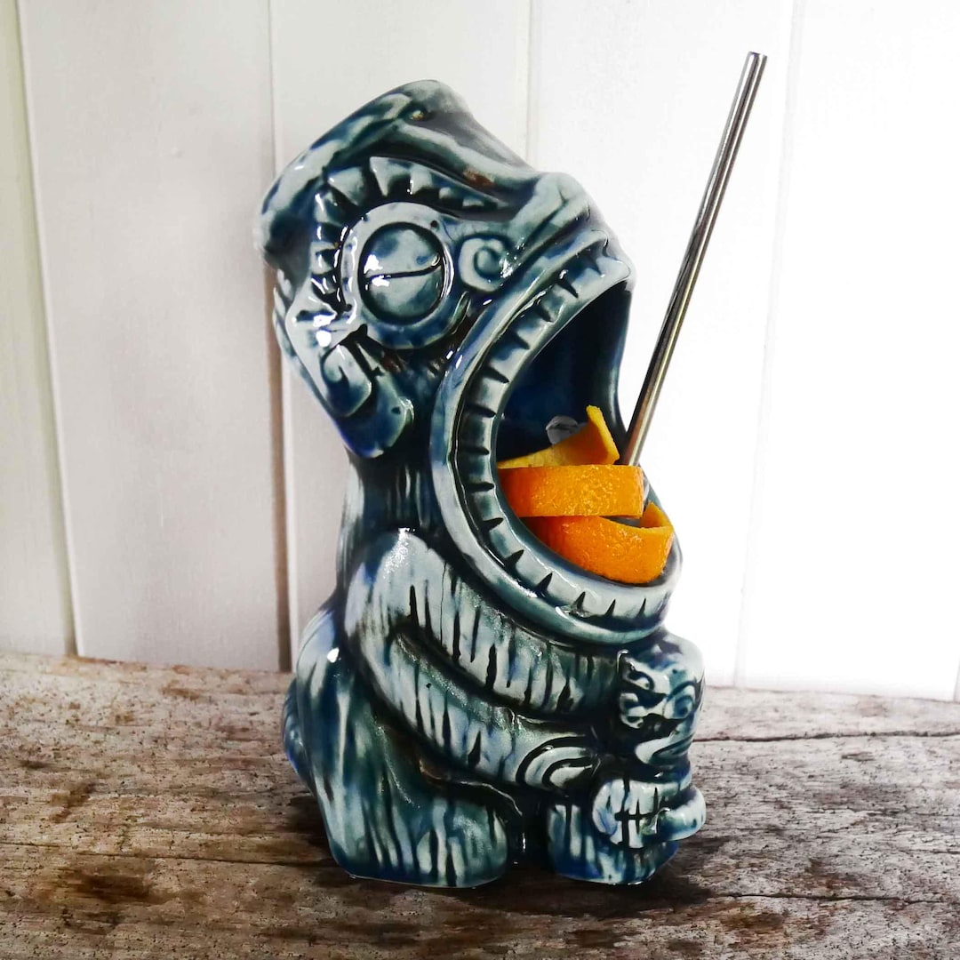 Handcrafted Cannibal Tiki Mug: Blue Tahitian Style Drinkware - Etsy