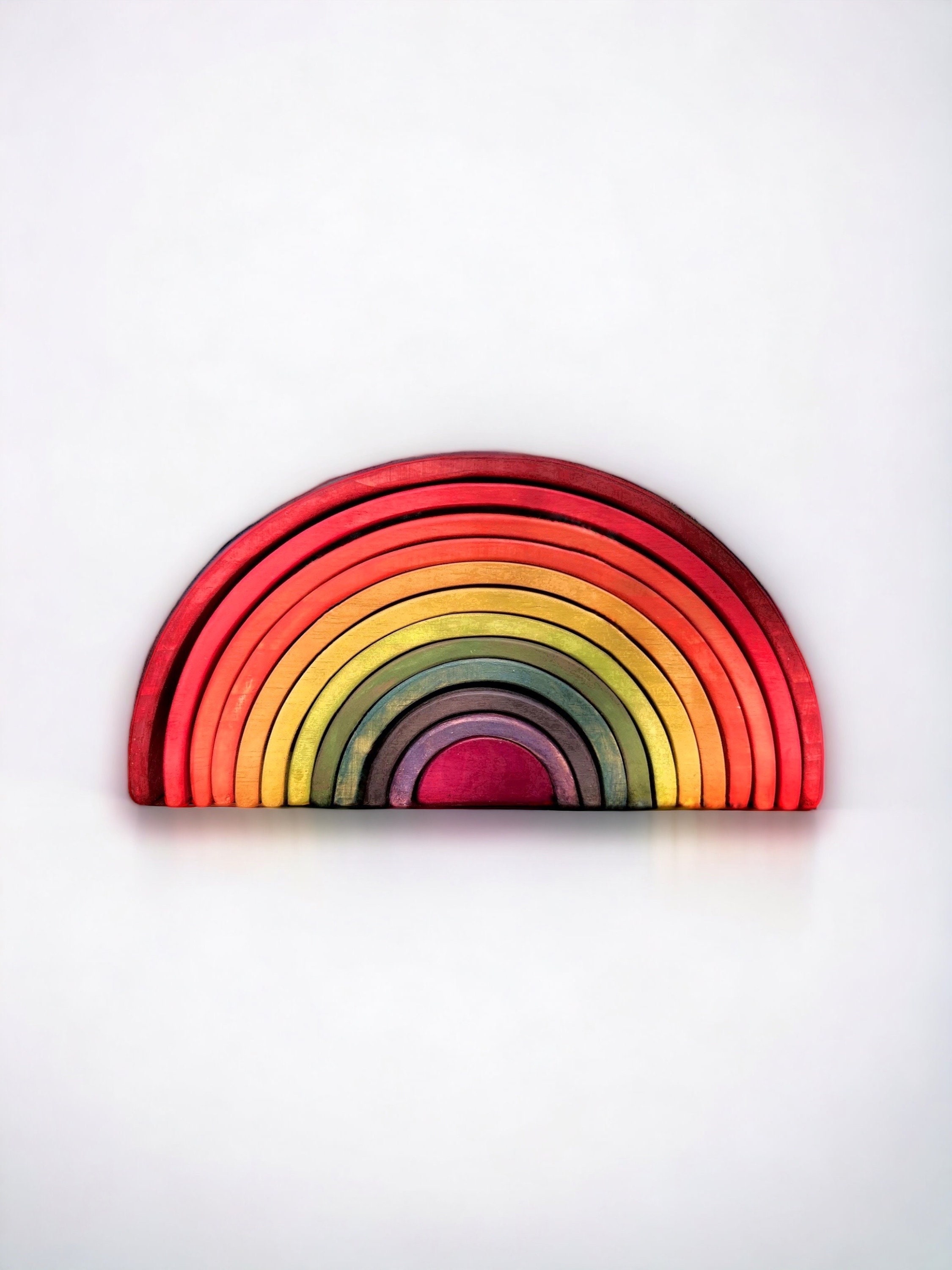 Wooden Rainbow Stacker, Grimm's Rainbow, Large 12 Piece, Montessori ...