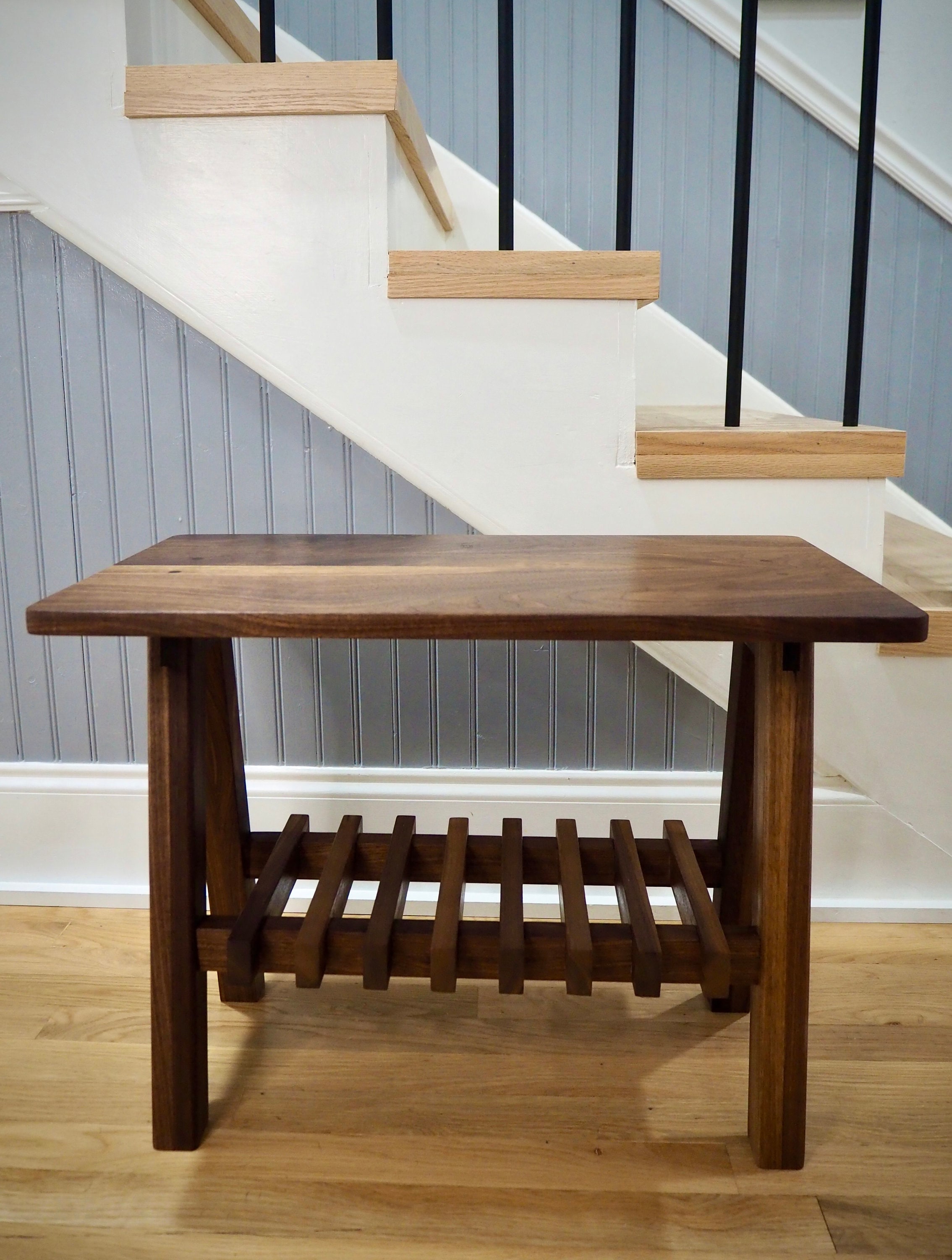 Walnut Shoe Rack, Entryway Shoe Bench, Apartment Furniture, Midcentury ...