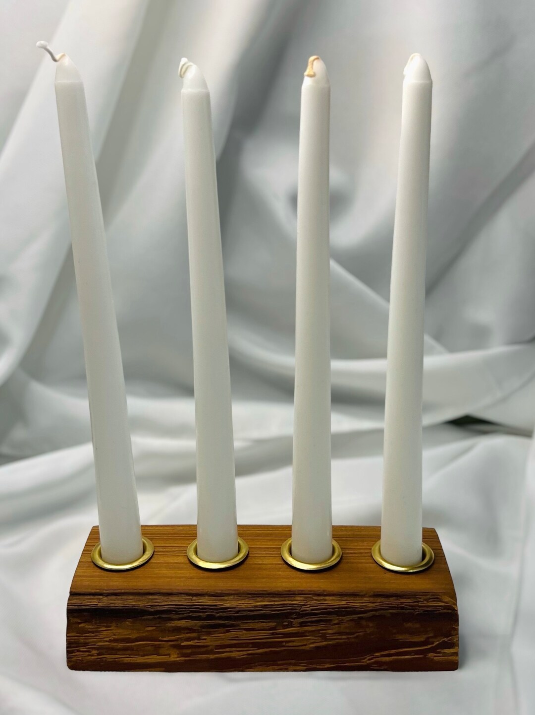Live Edge Wood, Taper Candle Holder With Brass Inserts, Advent Wreath ...