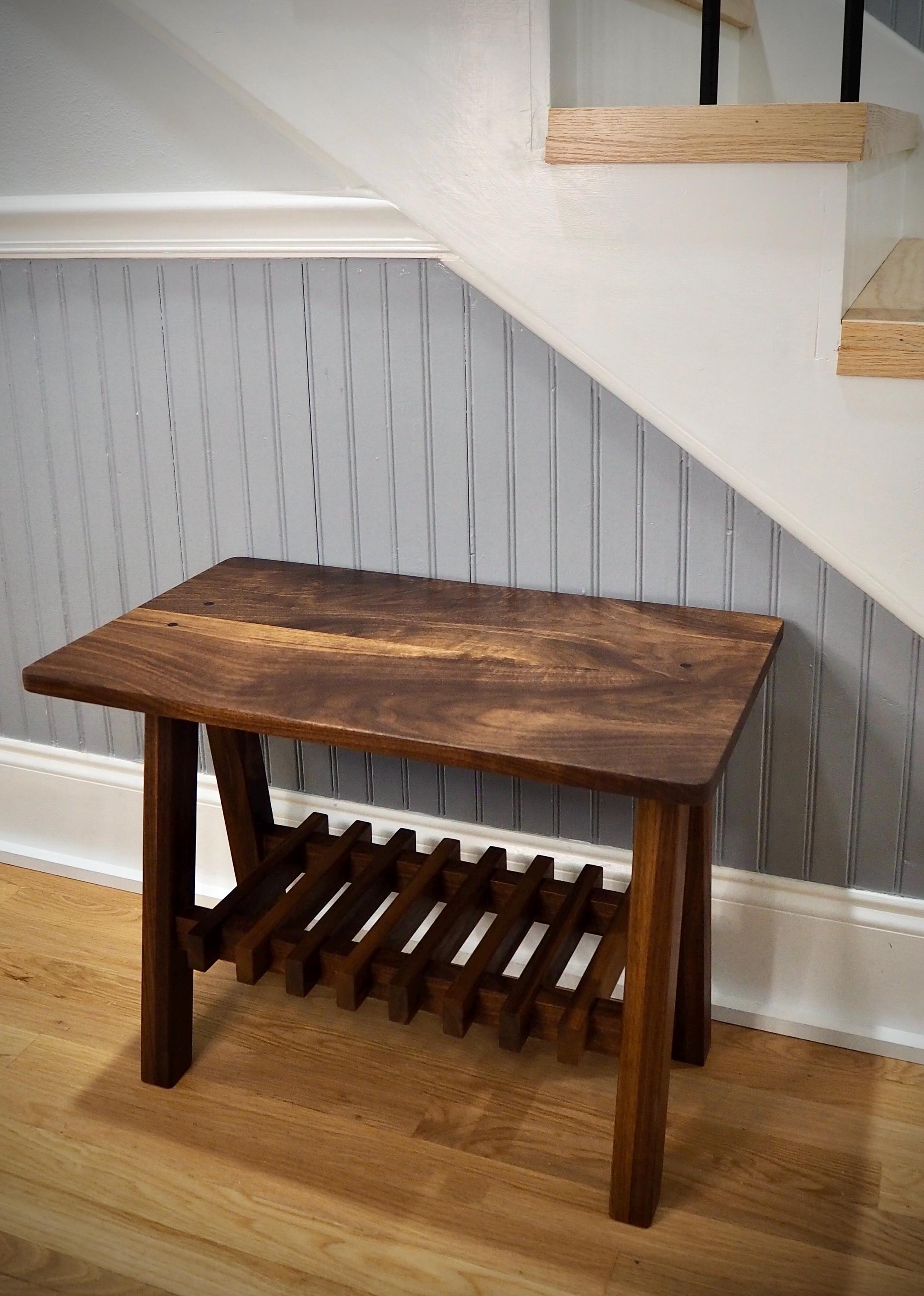 Walnut Shoe Rack, Entryway Shoe Bench, Apartment Furniture, Midcentury ...
