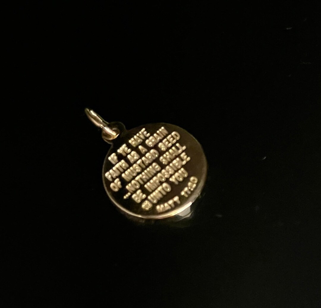 Charm Mustard Seed Scripture Pendant Matthew 17 20, Christian in Solid ...