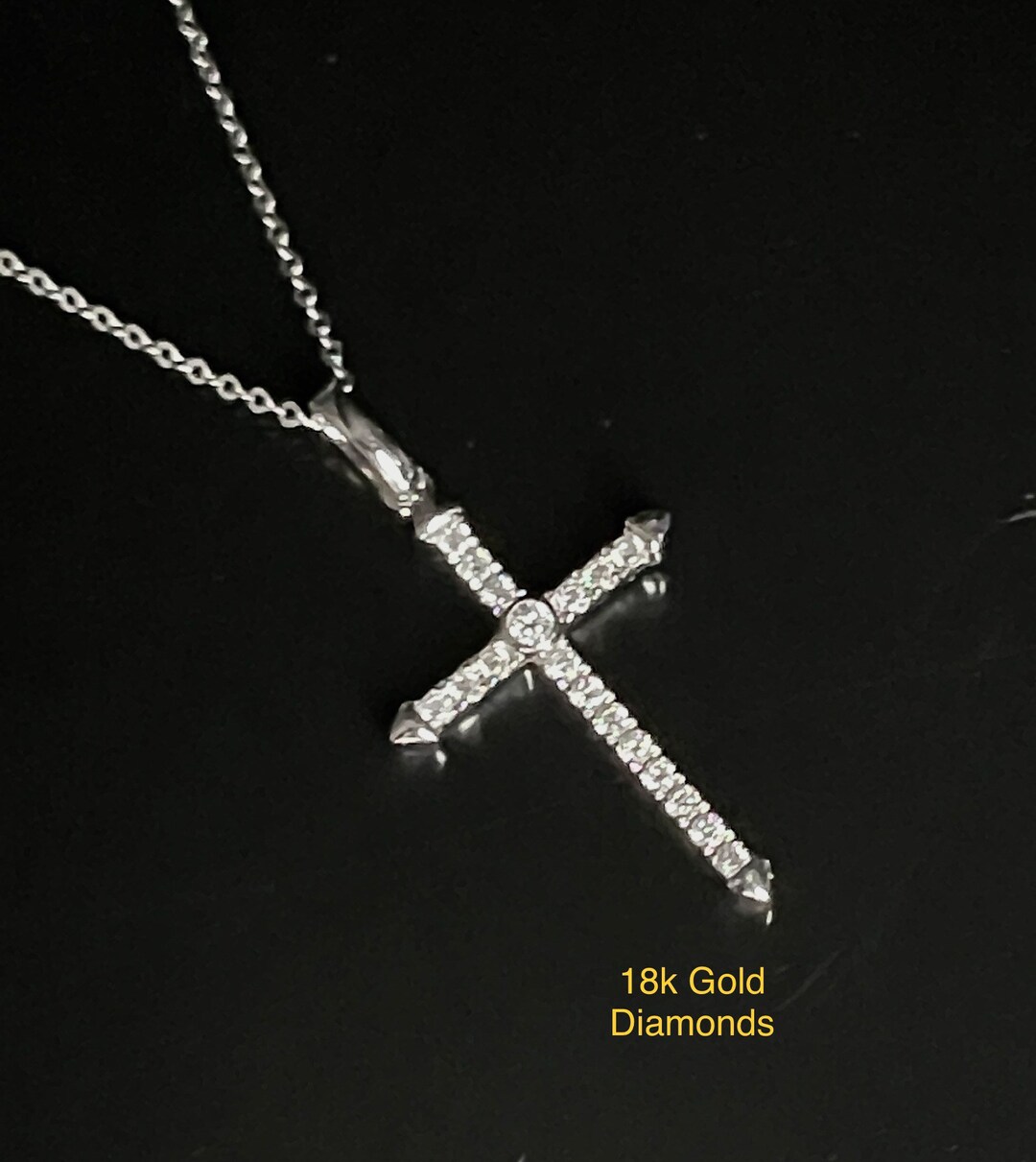 Dainty Diamond Cross in Solid 18 K White Gold With Genuine Diamonds ...
