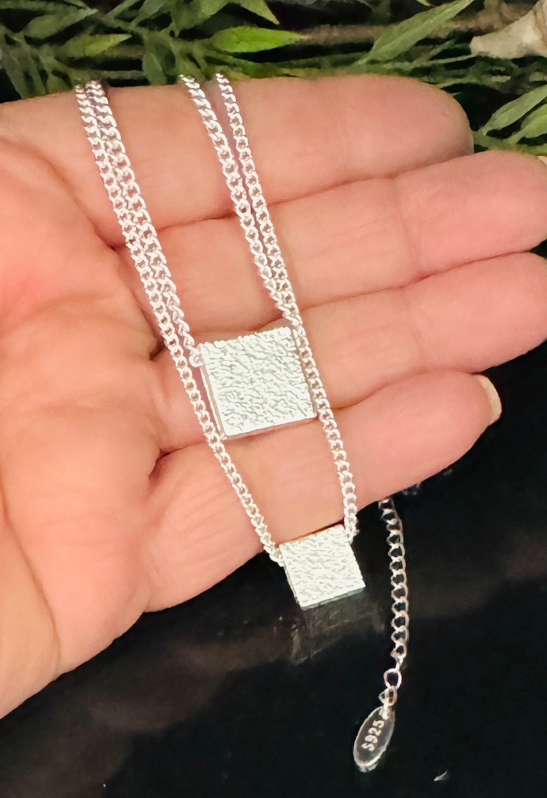 Stylish Double Layered Necklace 925 Sterling Silver /18 Inches ...