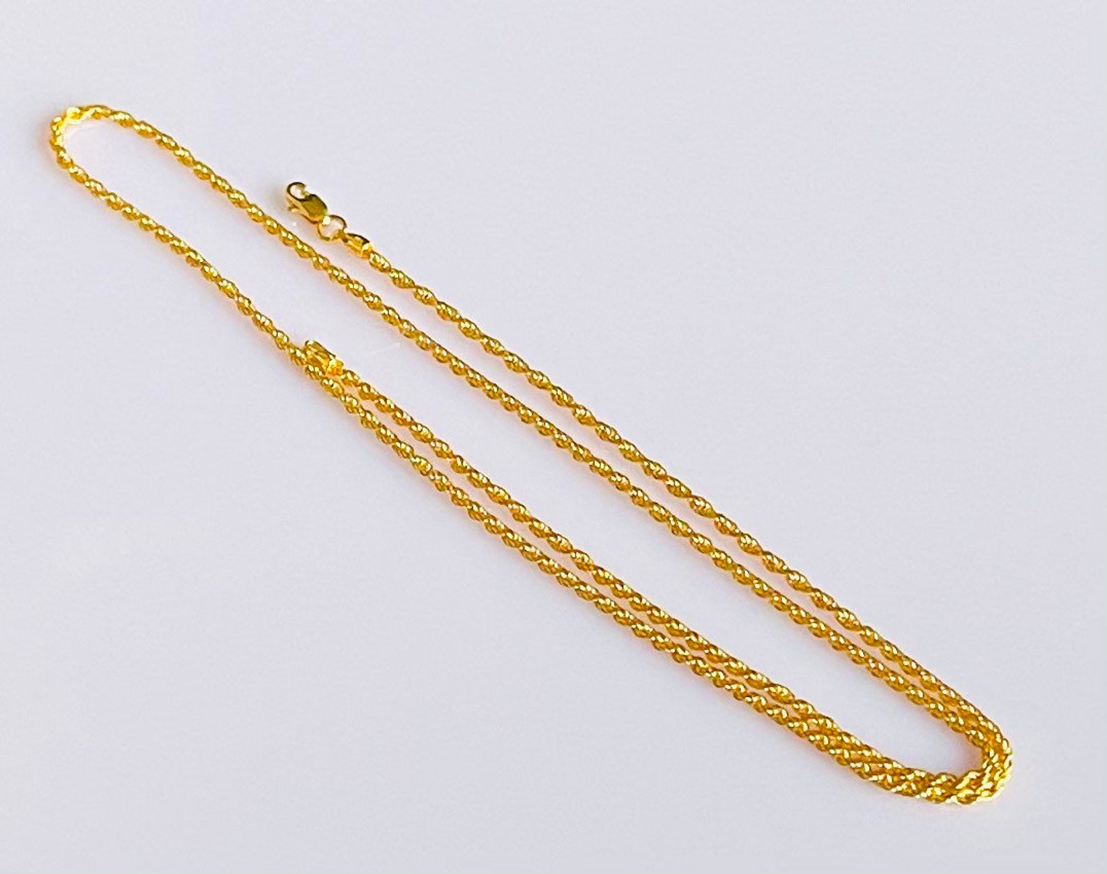 Belle chaîne corde en or massif 22 carats / Unisexe / 20 pouces ...