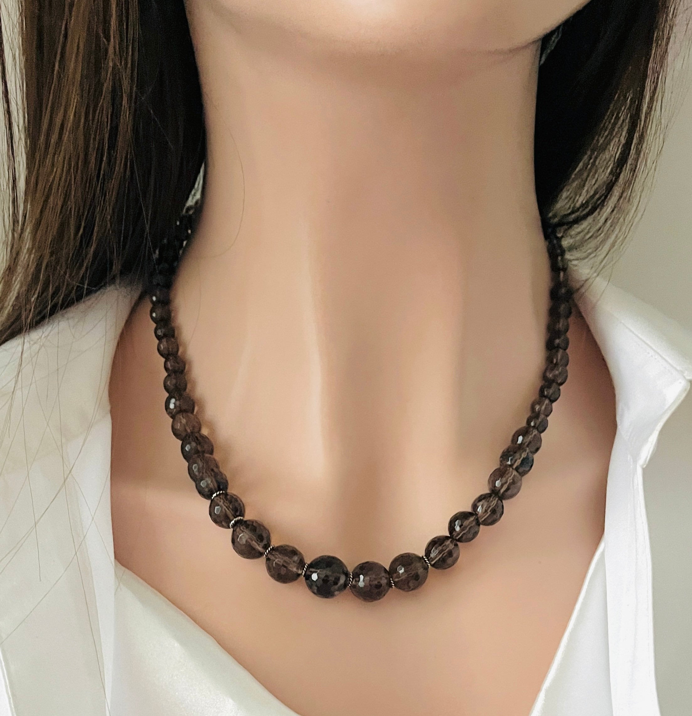Smoky quartz beaded necklace store