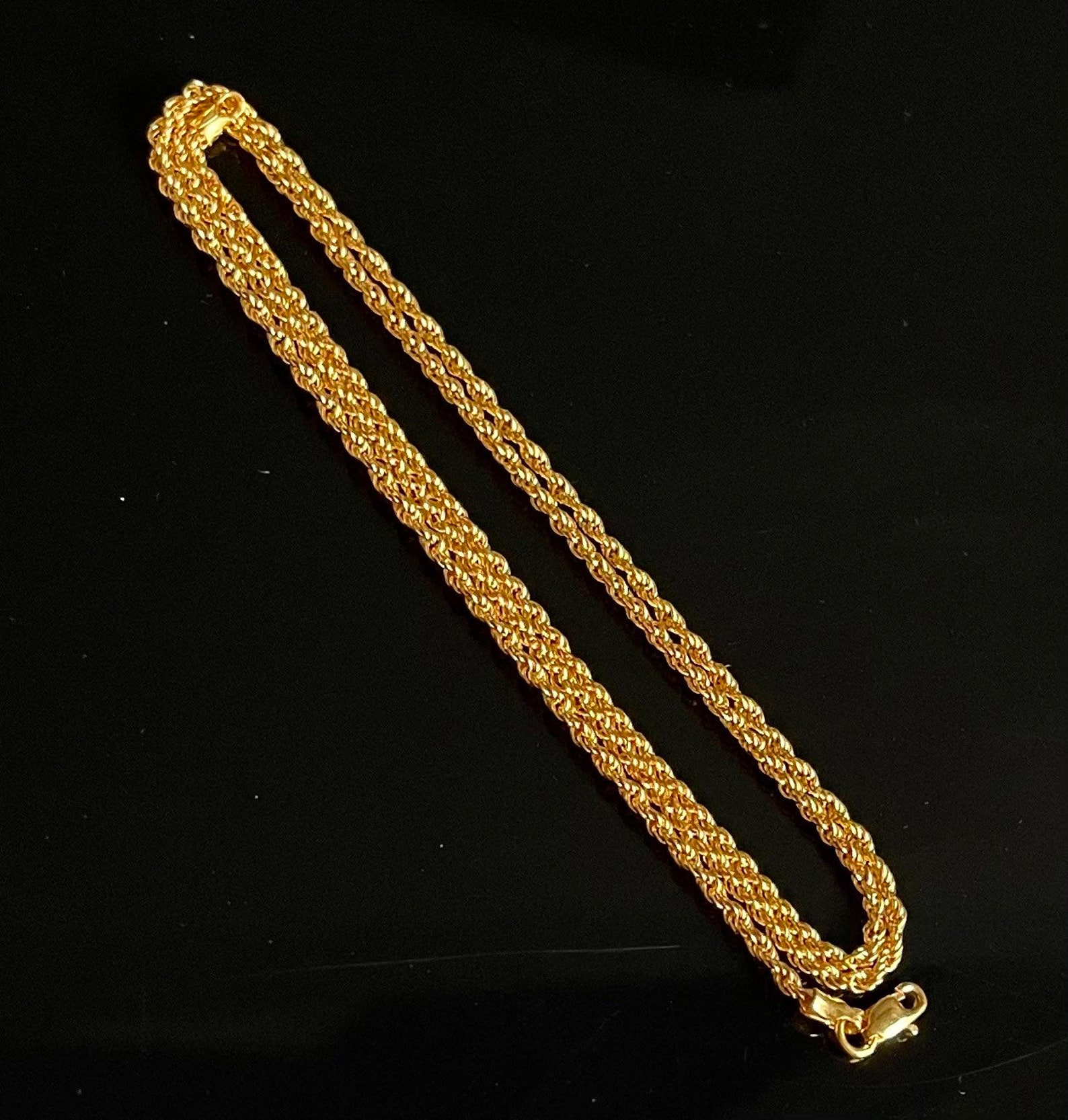 Belle chaîne corde en or massif 22 carats / Unisexe / 20 pouces ...