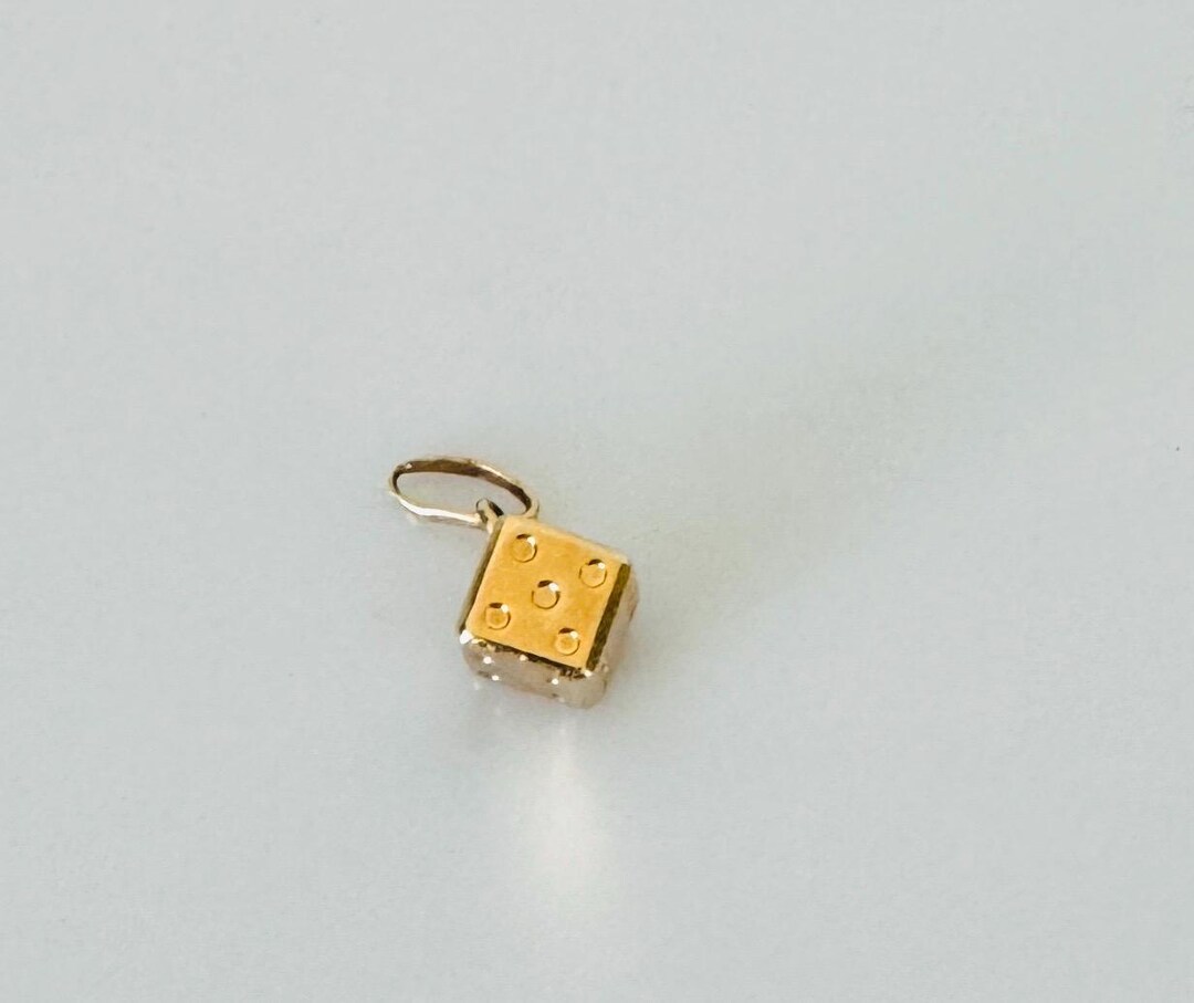 Dice Cube Pendant/charm in Solid 10K Yellow Gold/gifts for Her/birthday ...