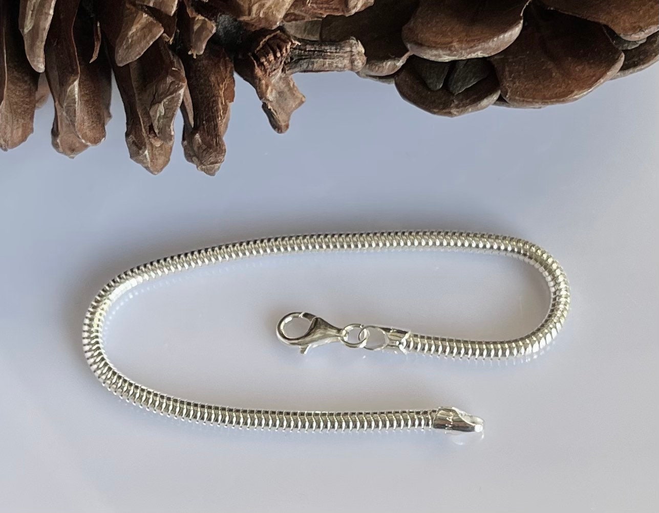Sterling Silver Bracelet /925/ Thick Bracelet / Snake Link / - Etsy UK
