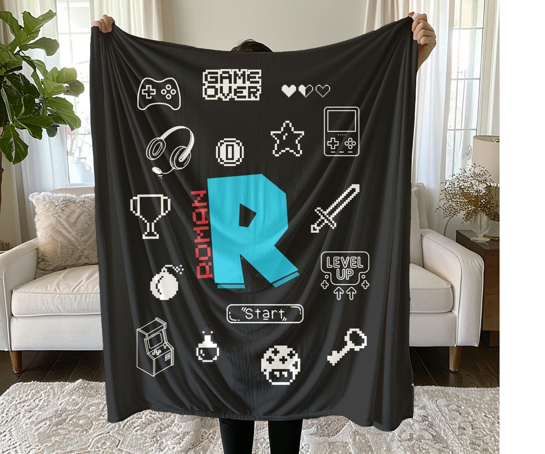 Custom Video Game Blanket, Personalized Kids Blanket, Soft Kids Throw ...