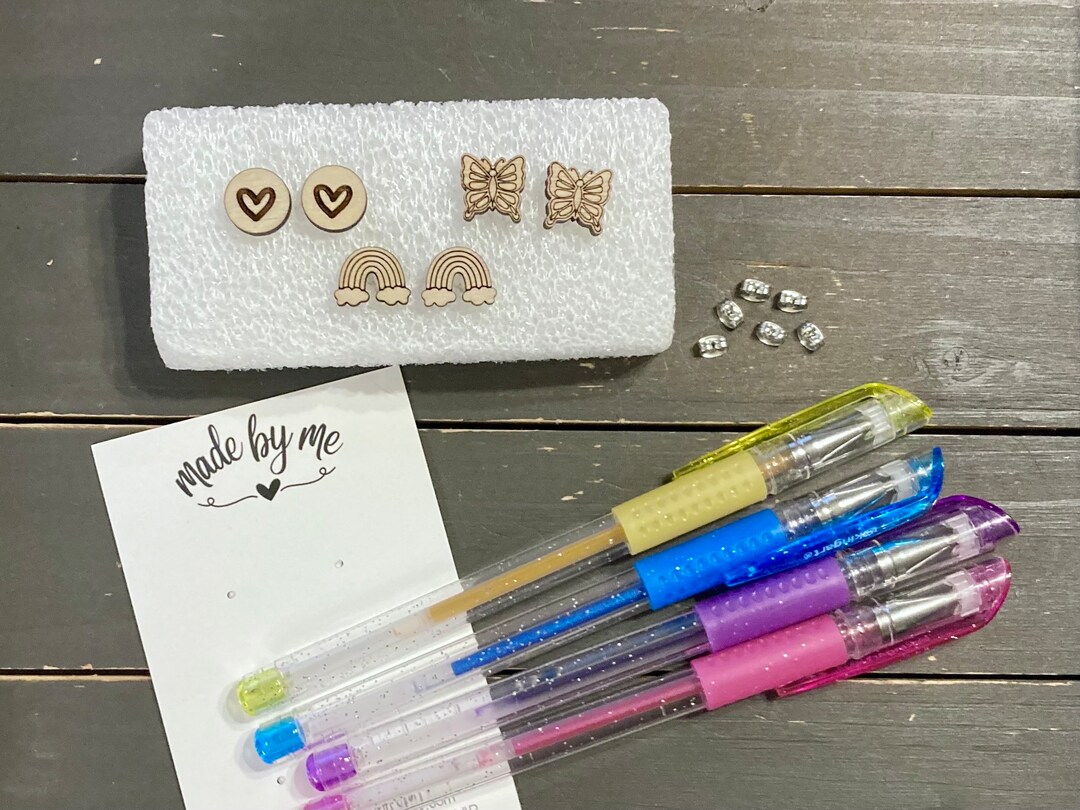 DIY Earring Kit, Tween Craft Kit, Color Your Own Stud Earring, Earring ...