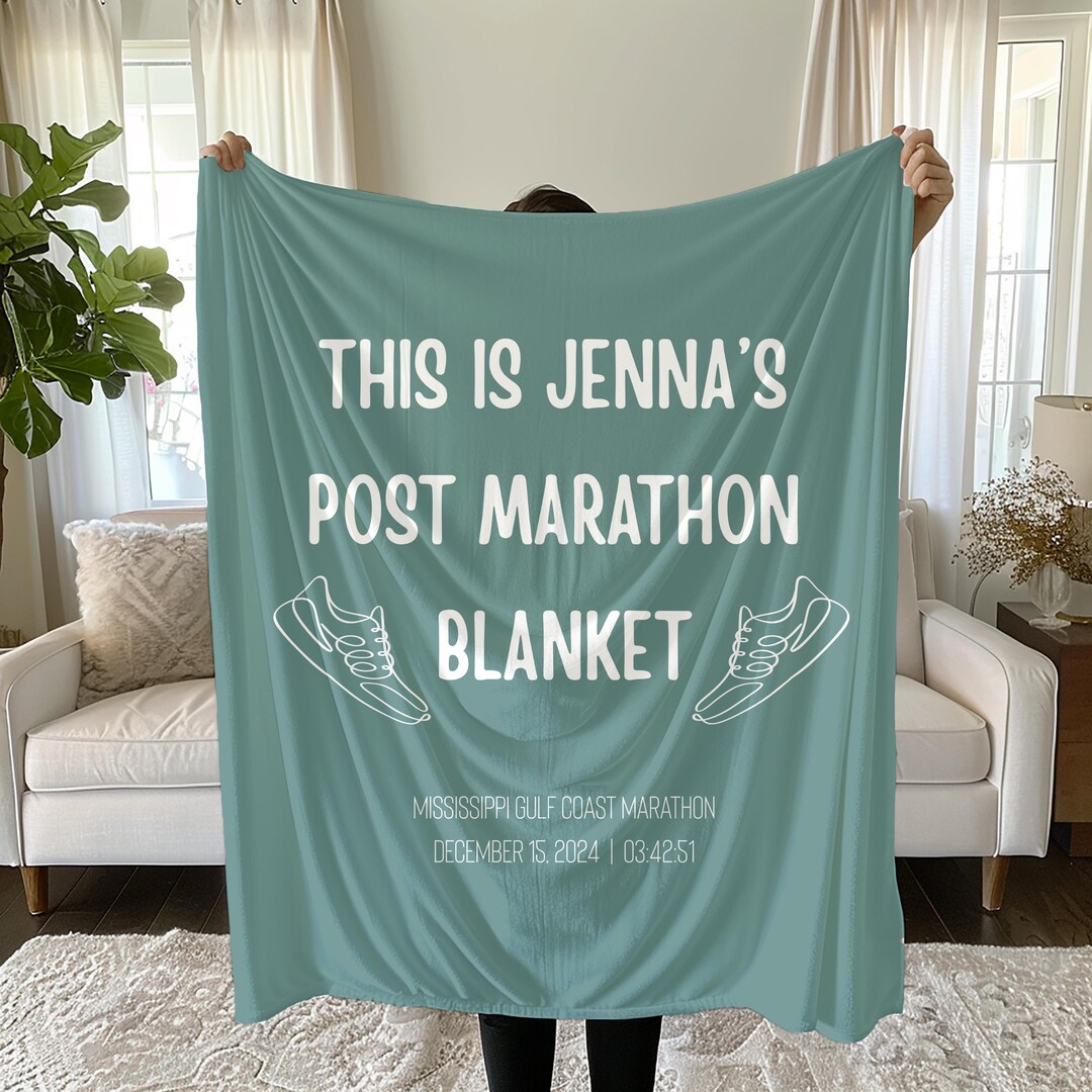 Custom Marathon Blanket, Personalized Runner Blanket, Post Race Throw ...