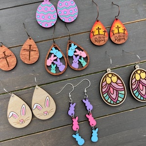 Easter Earrings, He is Risen Earrings, Cross Earring, Wood Easter ...