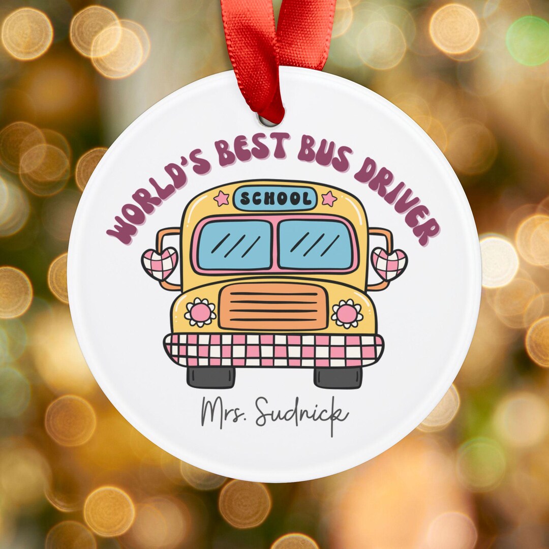 School Bus Driver Ornament, Personalized Bus Driver Gift, Acrylic ...