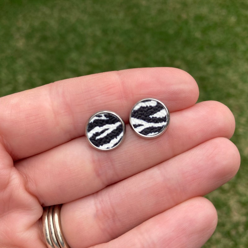 Zebra Stud Earrings - Etsy