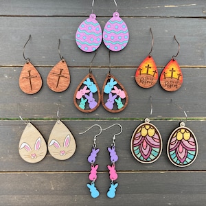 Easter Earrings, He is Risen Earrings, Cross Earring, Wood Easter ...