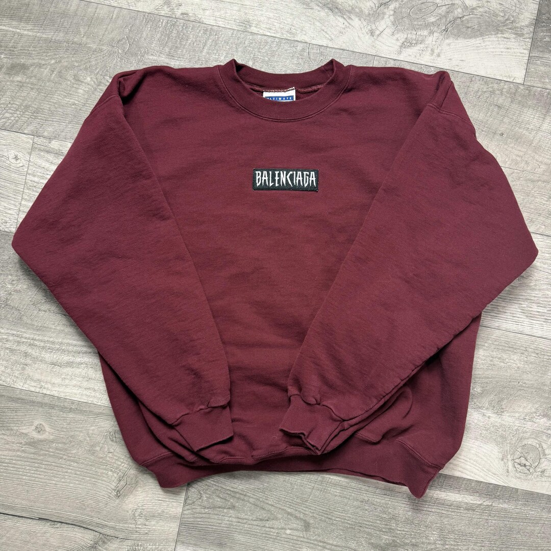 Vintage Maroon Bootleg "balenciaga" Patch Sweatshirt - Etsy