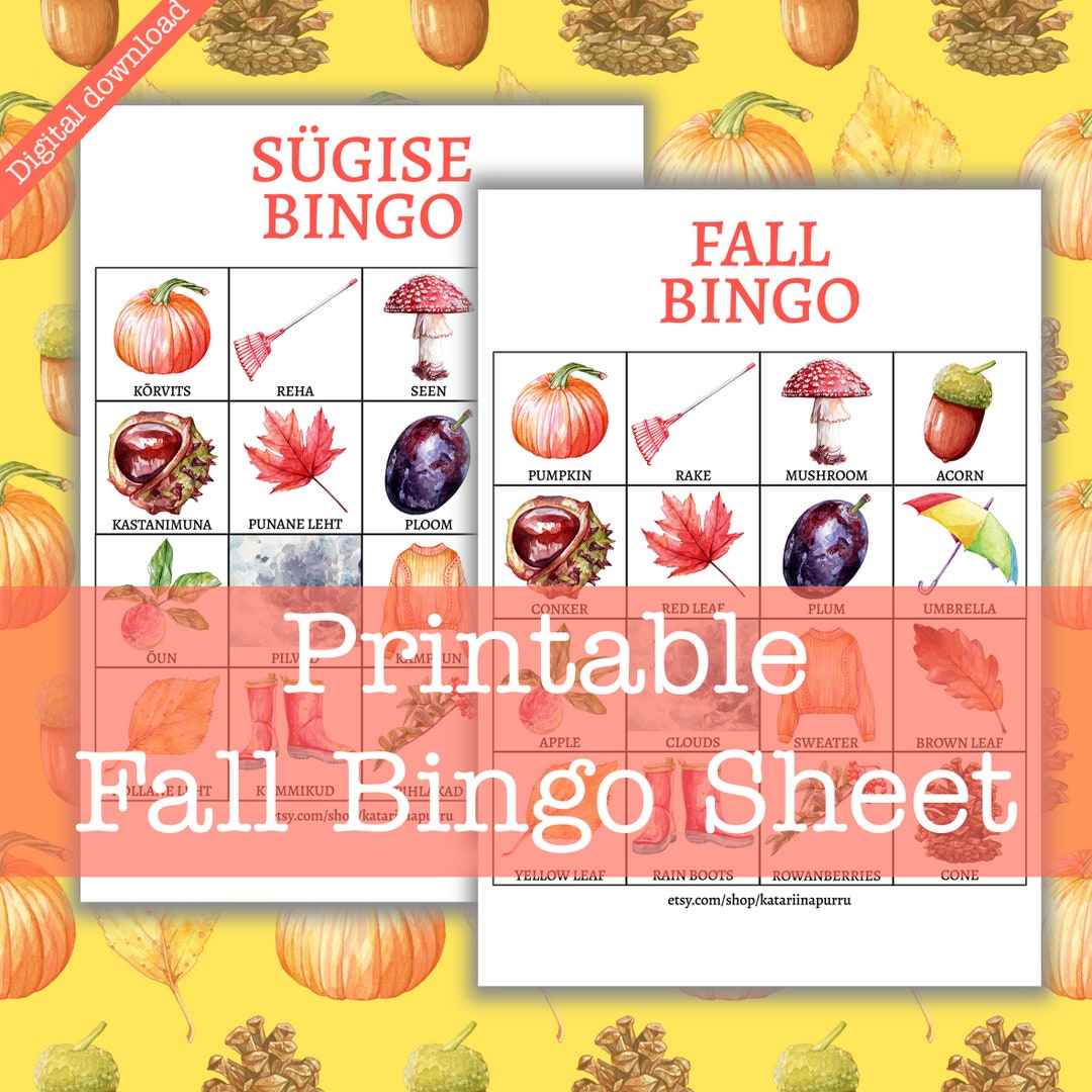 Printable Fall Bingo Sheet | PDF Digital Download | A4 Size - Etsy