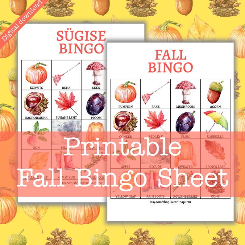Printable Fall Bingo Sheet | PDF Digital Download | A4 Size - Etsy