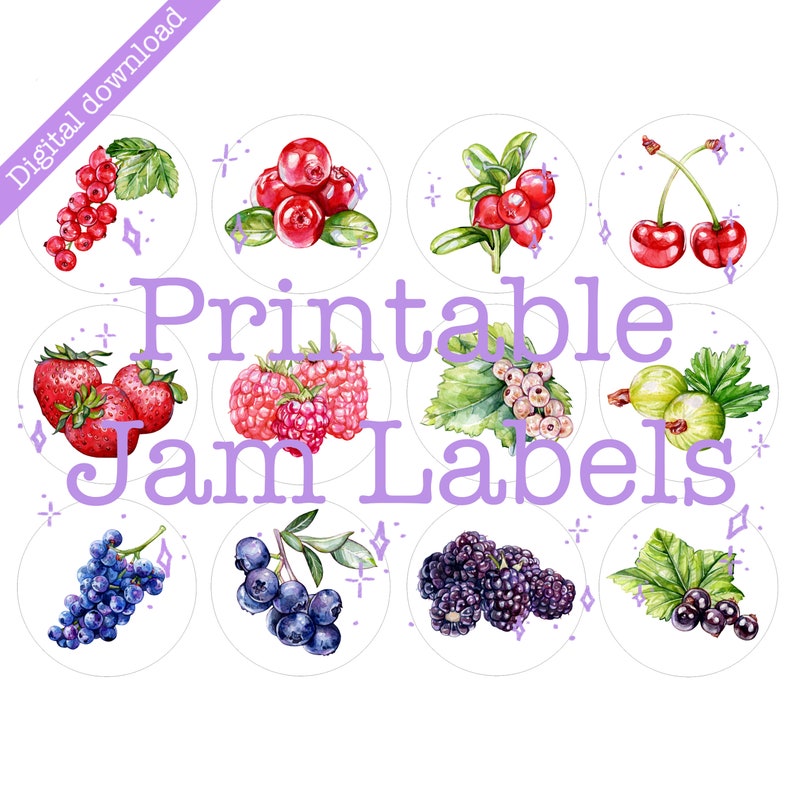Printable Berry Jam Labels | PDF Digital Download - Etsy