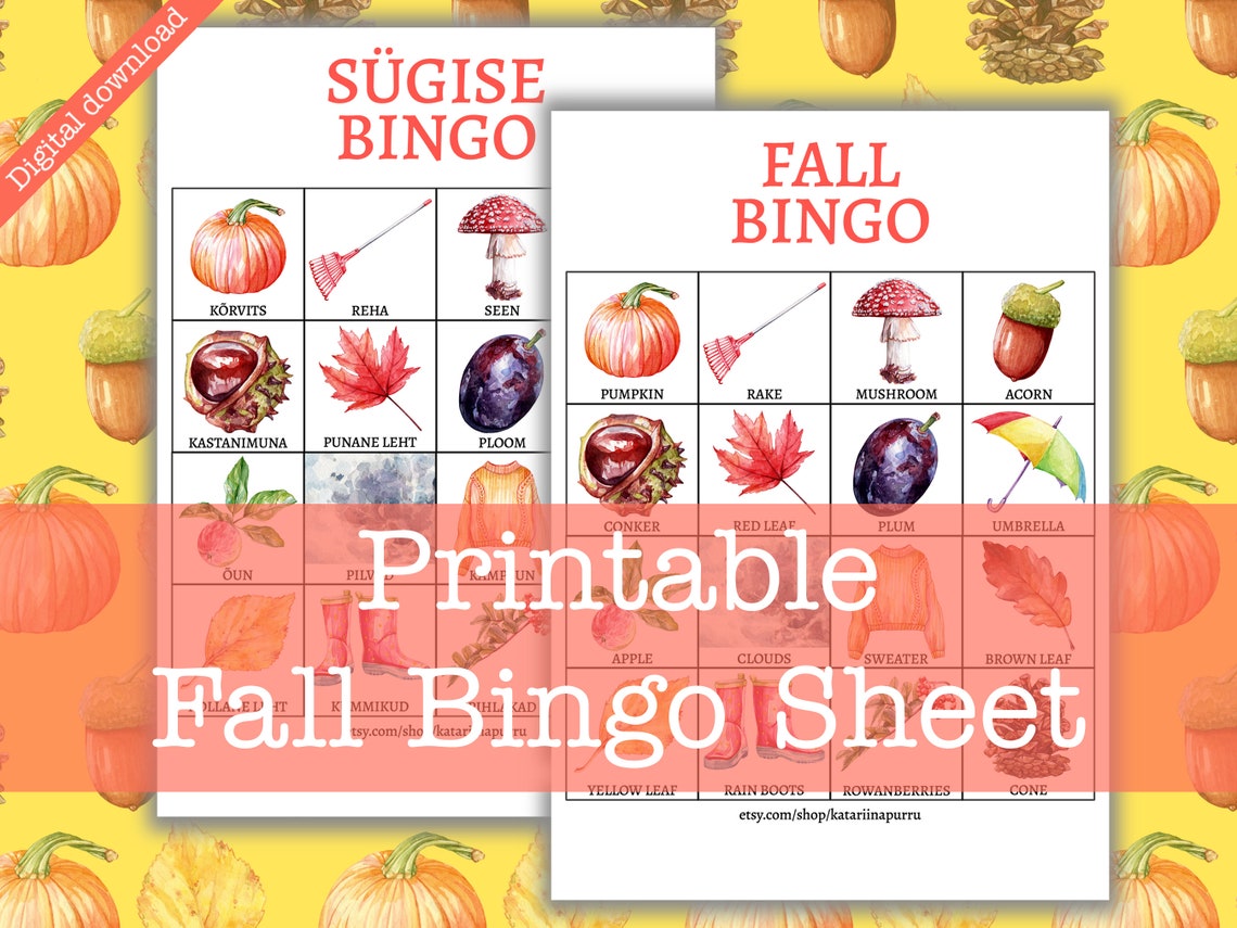 Printable Fall Bingo Sheet PDF Digital Download - Etsy