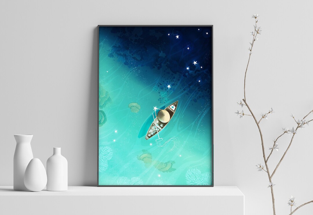 Illustration Poster - Poster - Ocean - Digital - Water - Beach - Travel ...