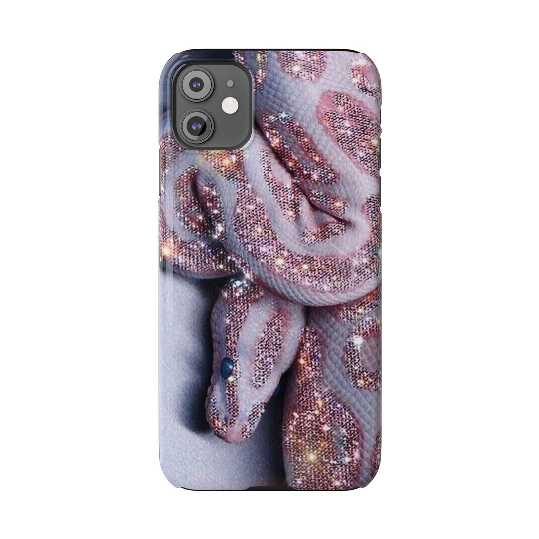 Pink Glitter Snake Slim Phone Case, Pastel Aesthetic With Cute Design ...