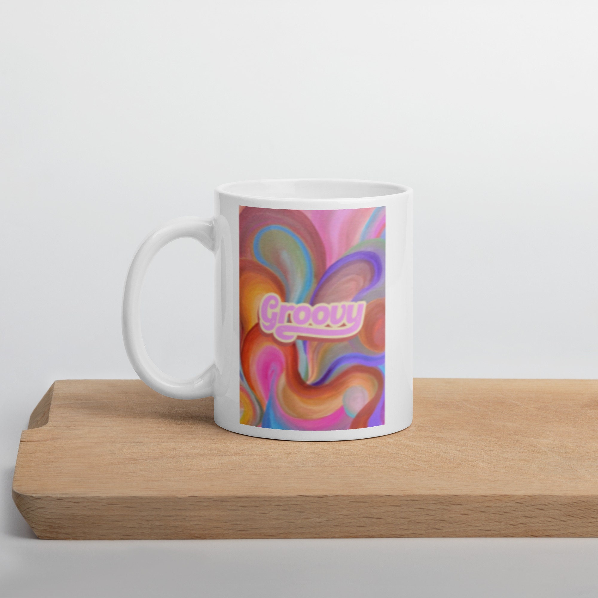 Groovy Mug With Original Art Background Unique Coffee Cup, Perfect Gift ...