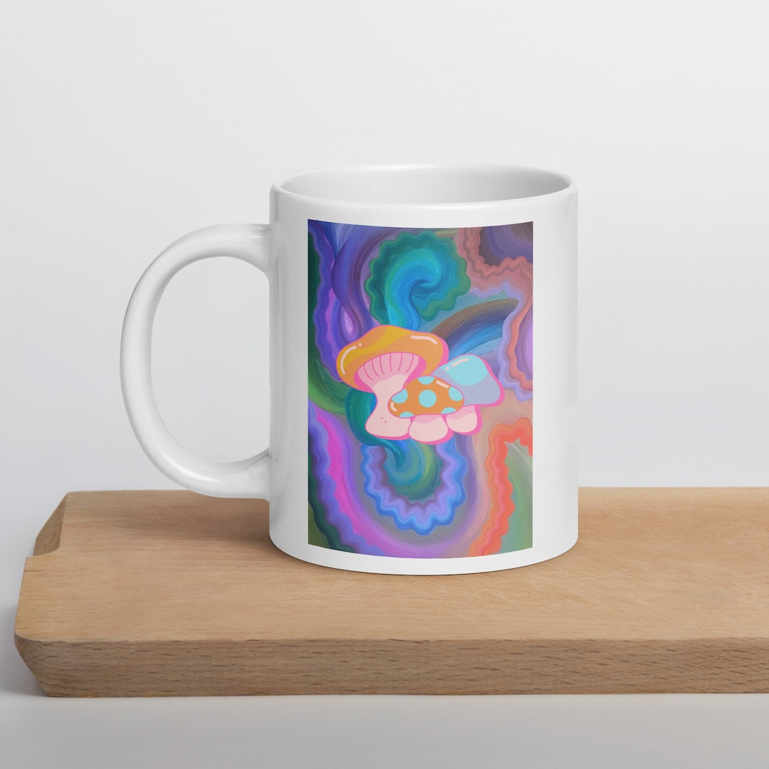 Mushroom Psychedelic Mug - Original Oil Painting Design, Unique ...