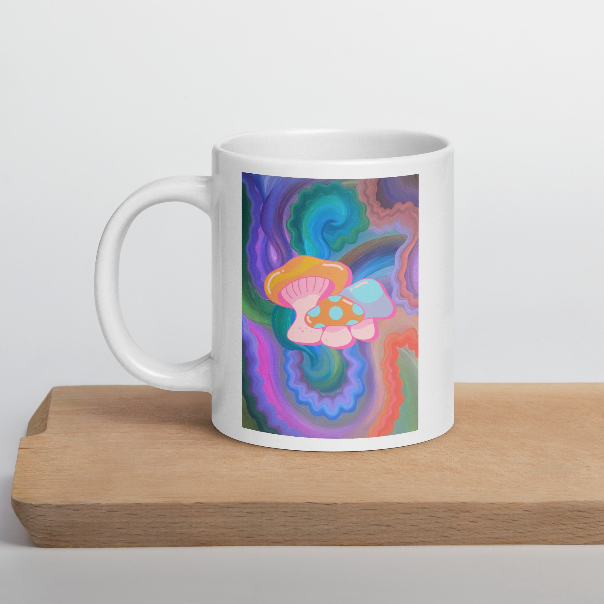 Mushroom Psychedelic Mug Original Oil Painting Design, Unique Artistic ...