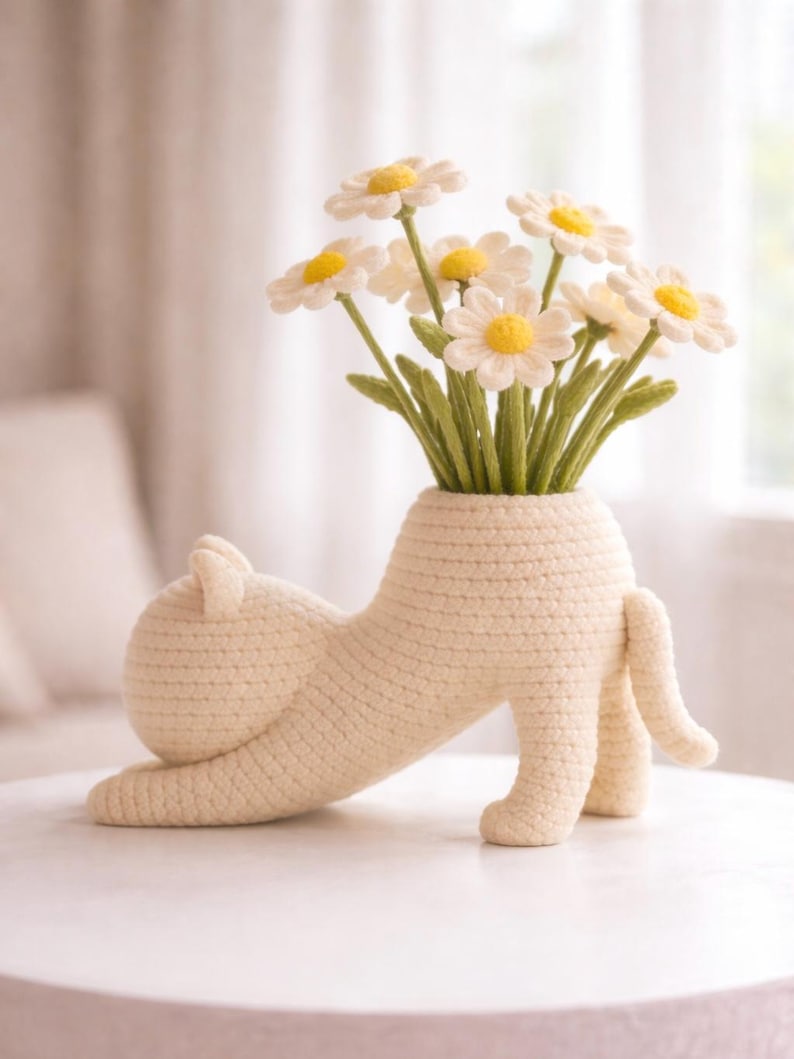 Cat Crochet Vase Pattern PDF | Flower Amigurumi Holder | Beginner ...