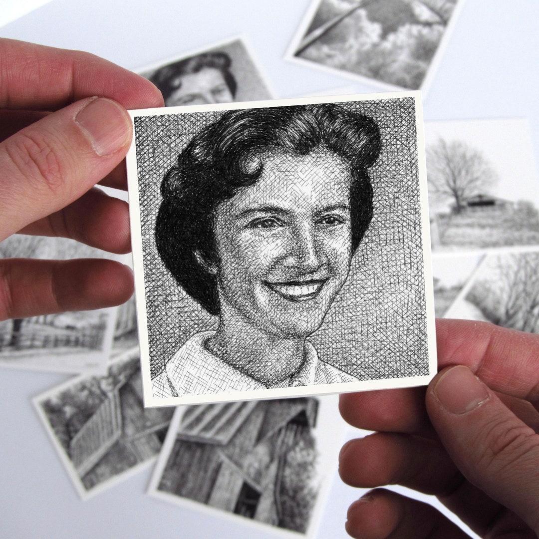 Custom Portrait of Her 2 Original Miniature Pen and Ink Portrait ...