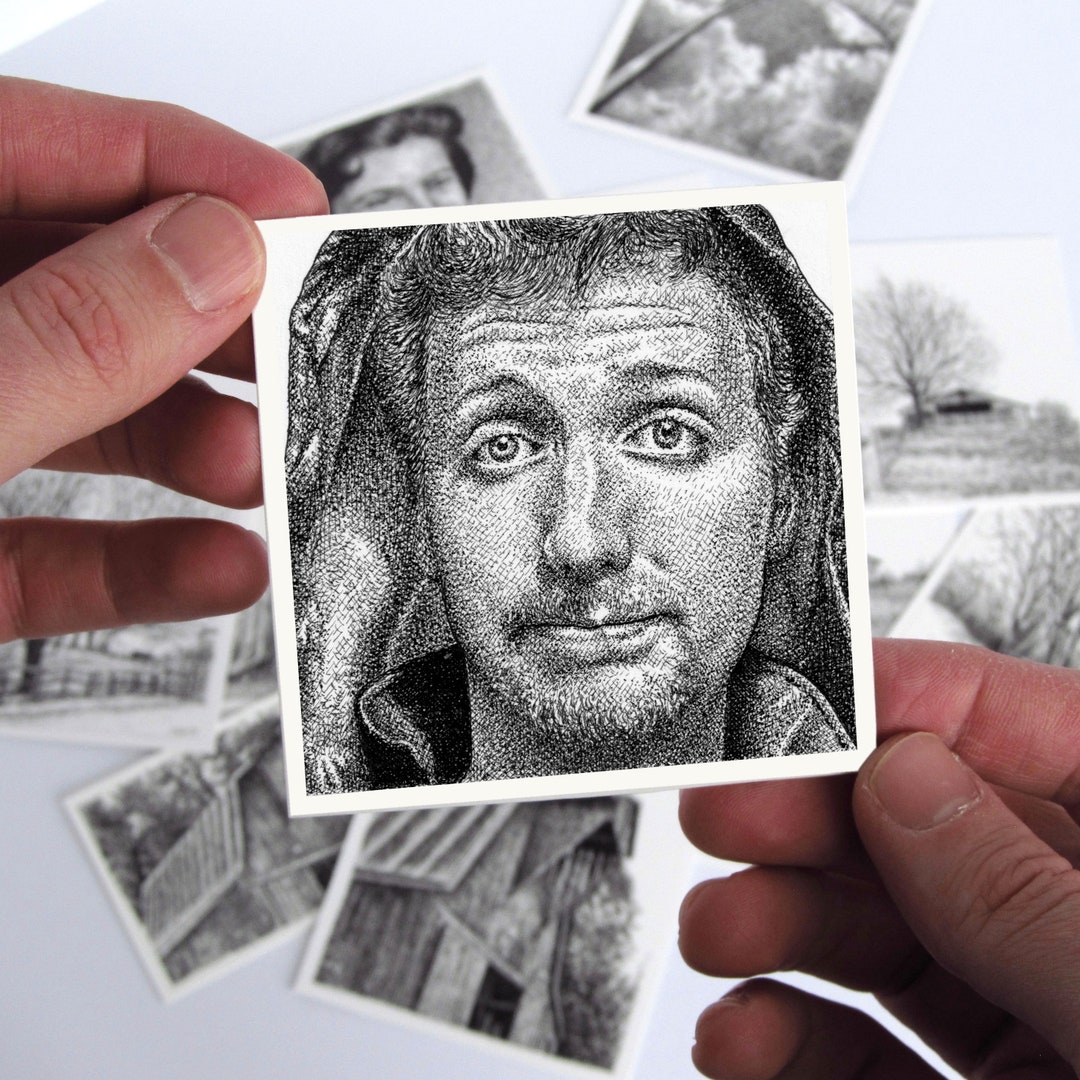 Portrait of Him Custom Miniature Pen and Ink Drawing From Photo - Etsy