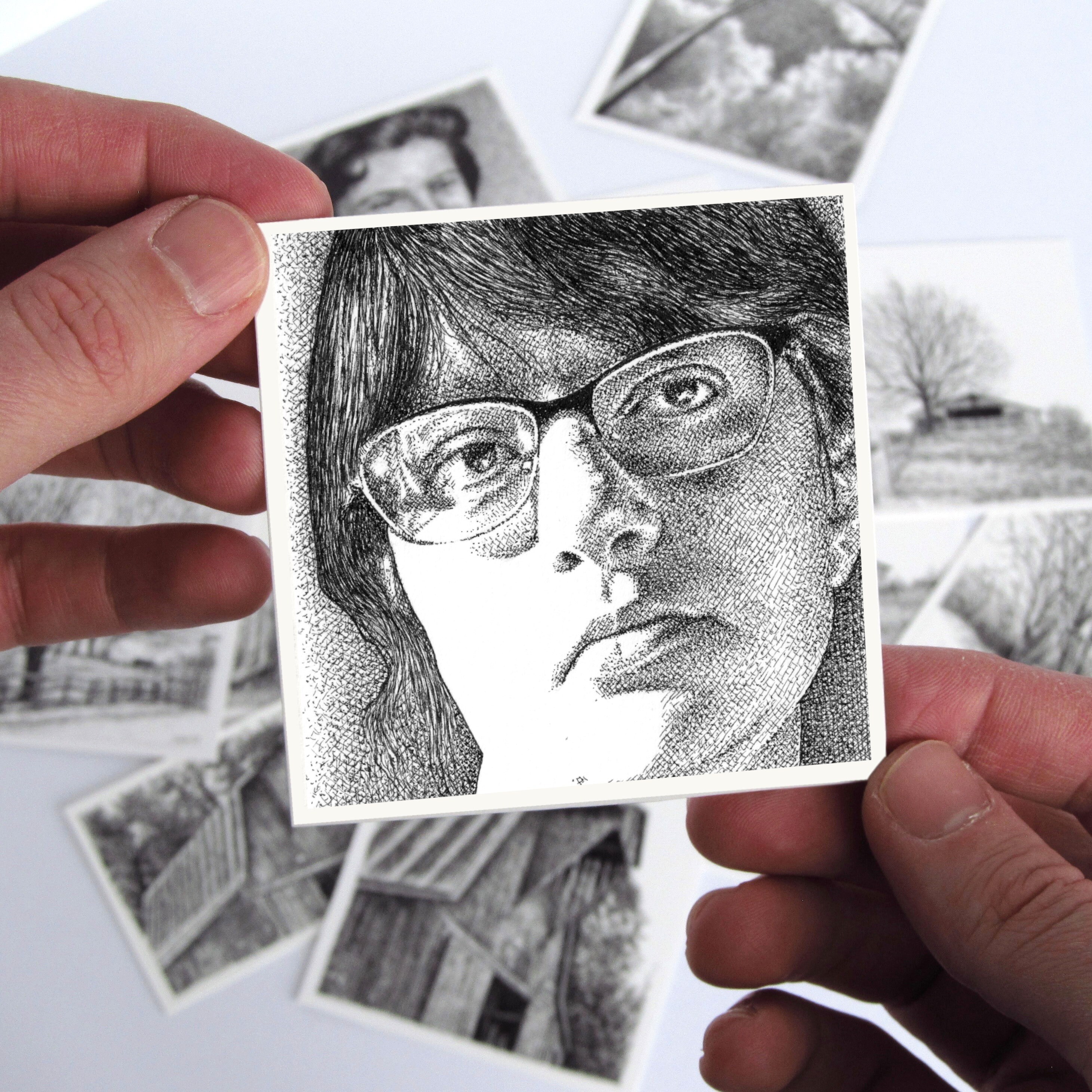 Custom Portrait of Her 3 Original Miniature Pen and Ink Portrait ...