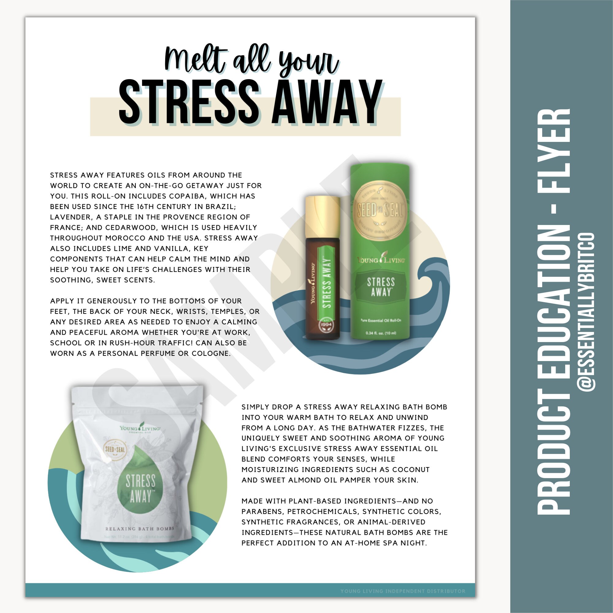 Young Living Stress Away Flyer | Melt All Your Stress Away Bath Bombs ...