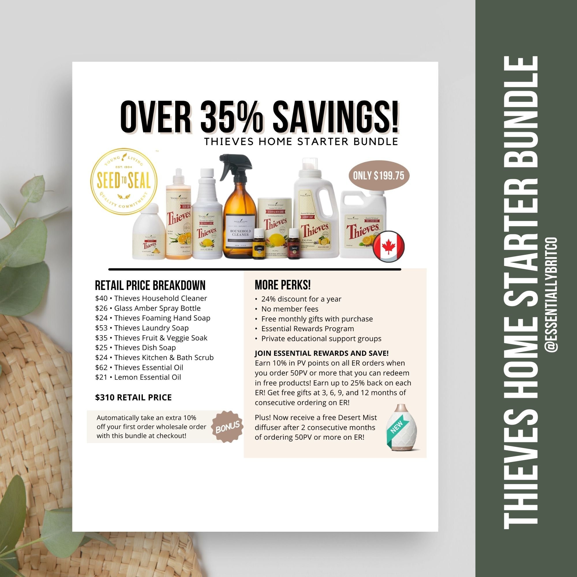 NEW Thieves Home Price Breakdown Flyer for Canada Young Living PSB ...