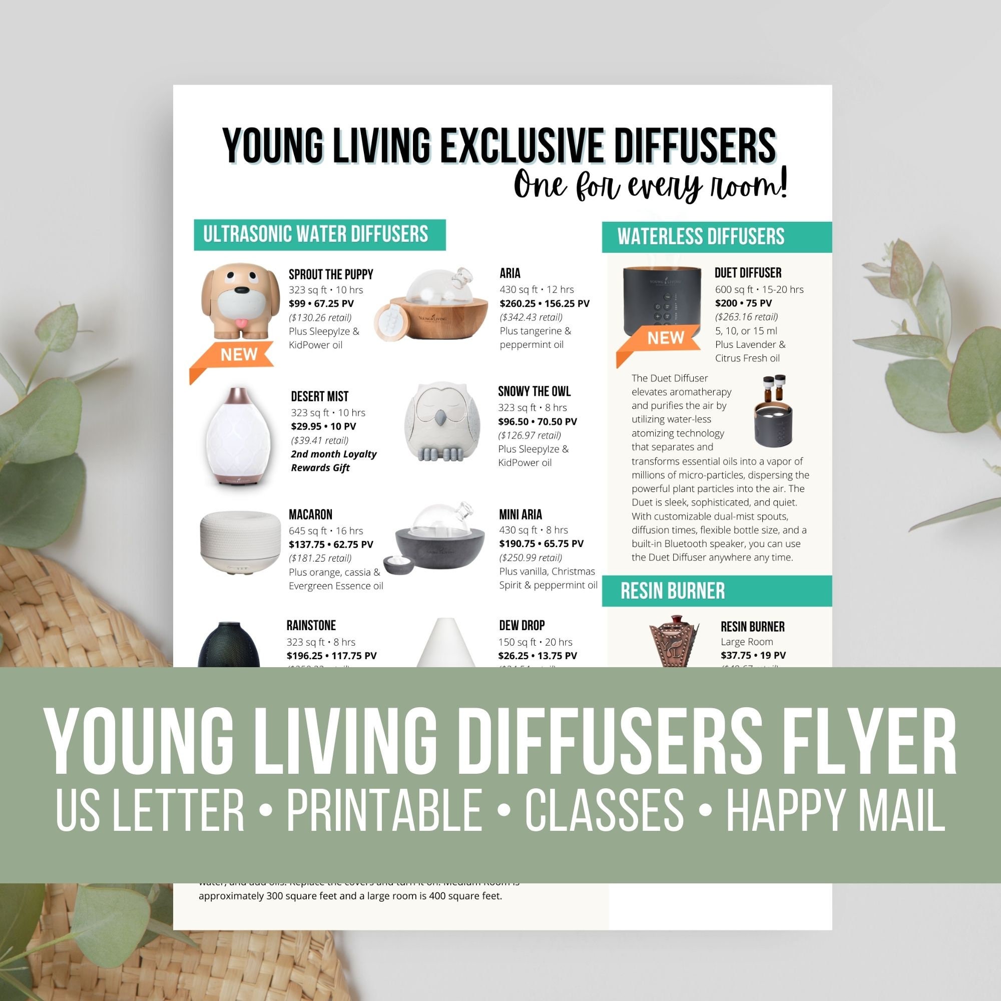 NEW Young Living Diffuser Flyer Desert Mist, Aria, Duet, - Etsy