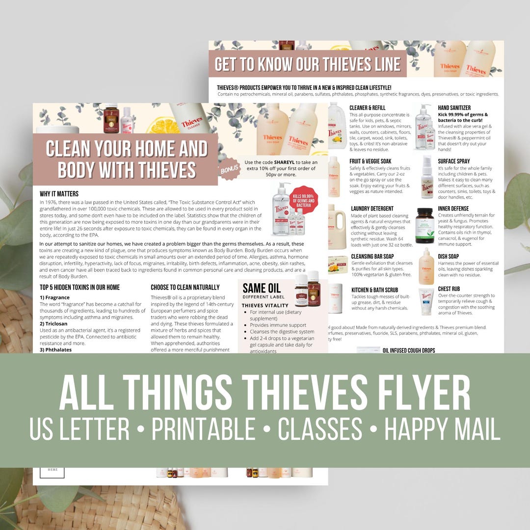 Thieves Cleaner Flyer: Happy Healthy Home (printable PDF) - Etsy