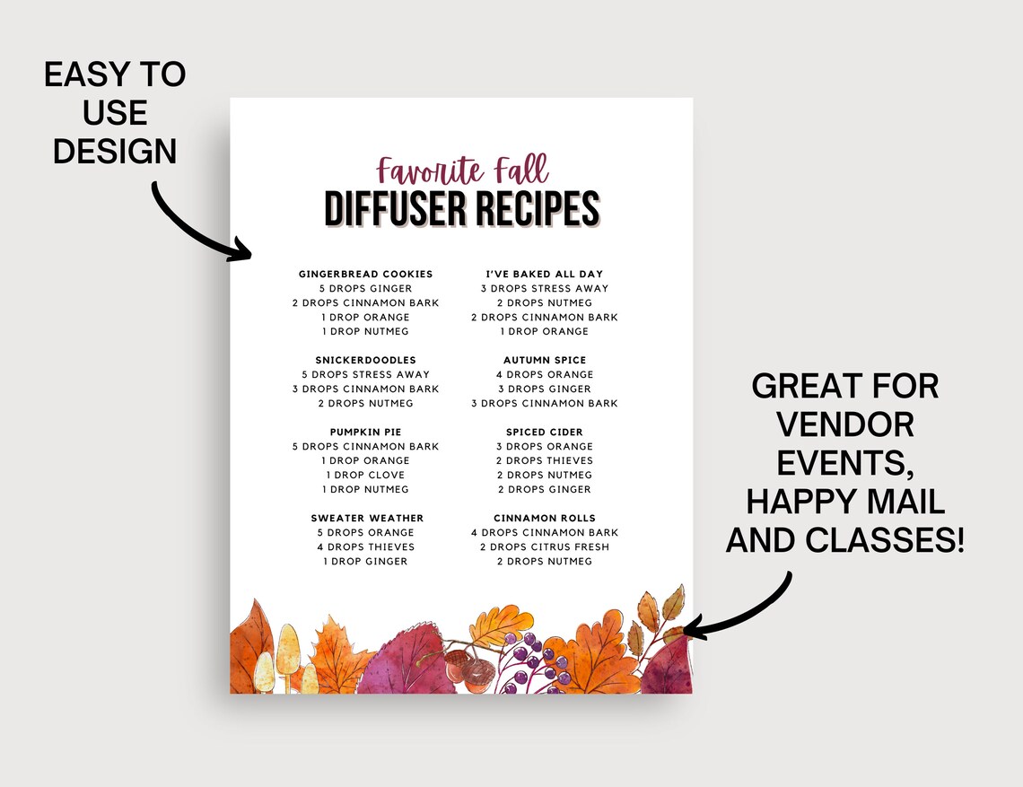 Fall Favorite Diffuser Recipes Flyer Bundle With Young Living Essential ...