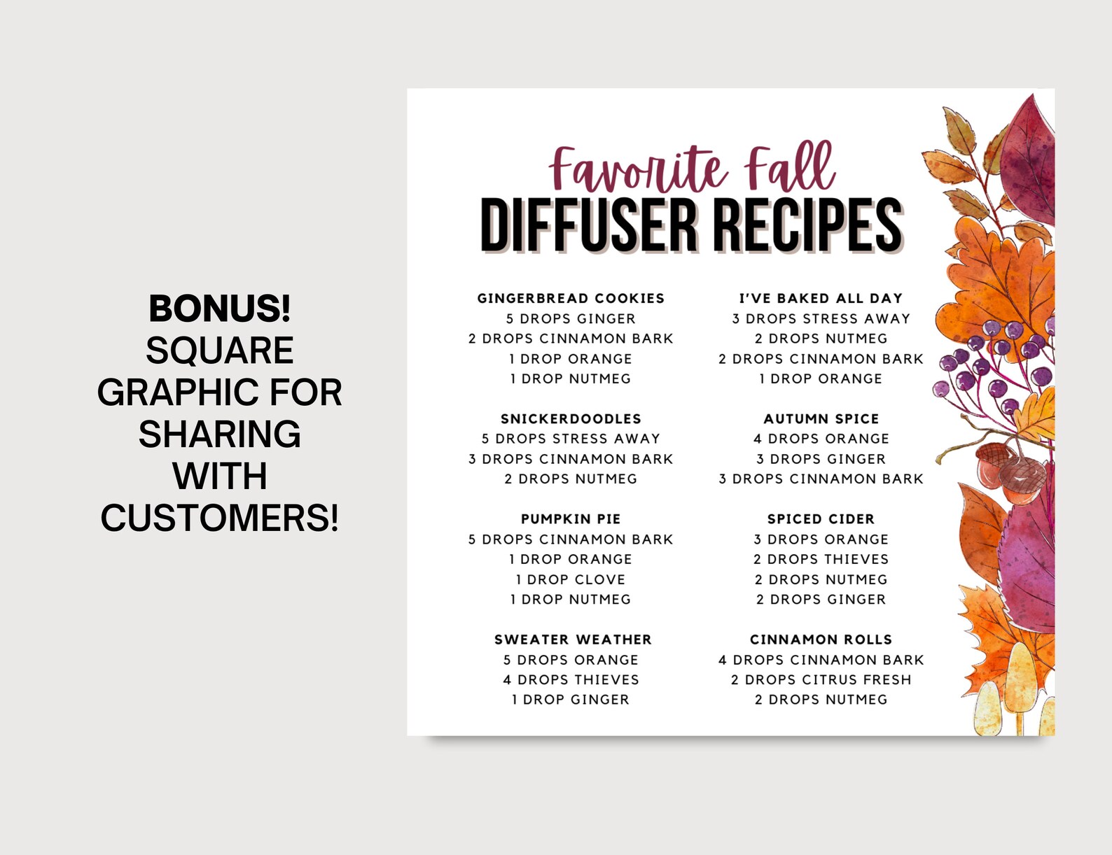 Fall Favorite Diffuser Recipes Flyer Bundle With Young Living Essential ...