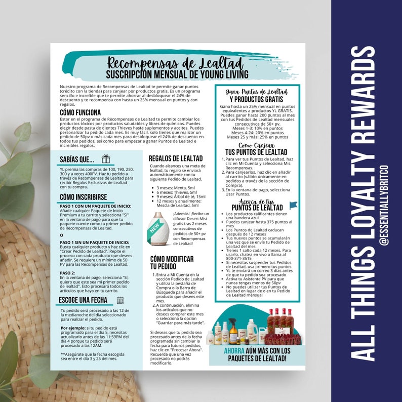 Folleto Recompensas De Lealtad De Young Living | Loyalty Rewards Flyer ...