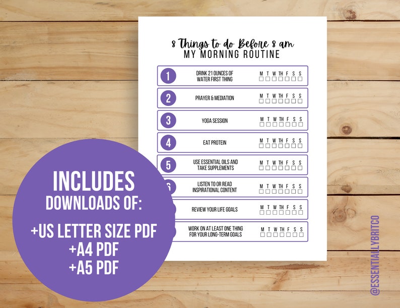 Morning Routine Checklist | 8 Things to Do Before 8AM | Printable ...