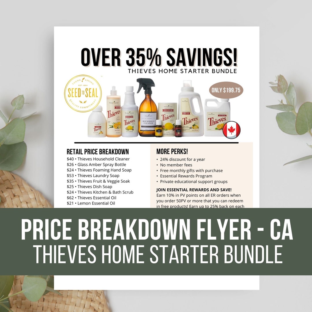 NEW Thieves Home Price Breakdown Flyer for Canada | Young Living PSB ...