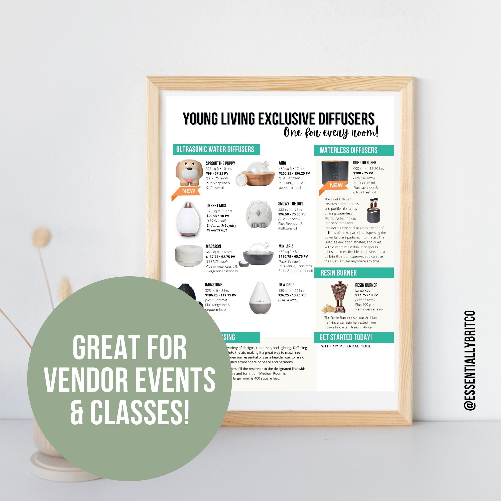 NEW Young Living Diffuser Flyer Desert Mist, Aria, Duet, - Etsy