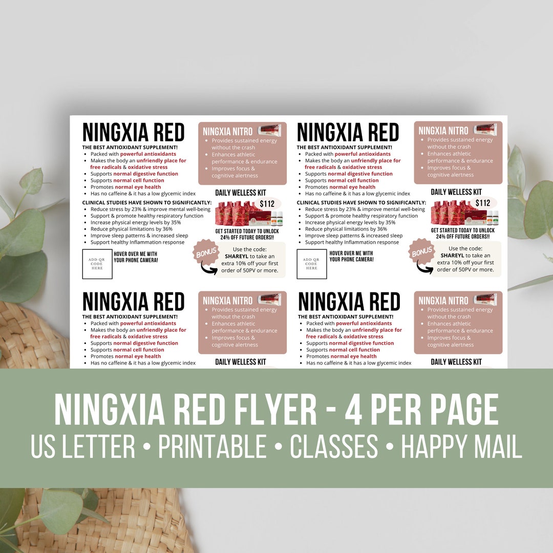Ningxia Red Make a Shift Daily Wellness Kit Flyer - 4 per Page | Antioxidant Juice | Printable ...