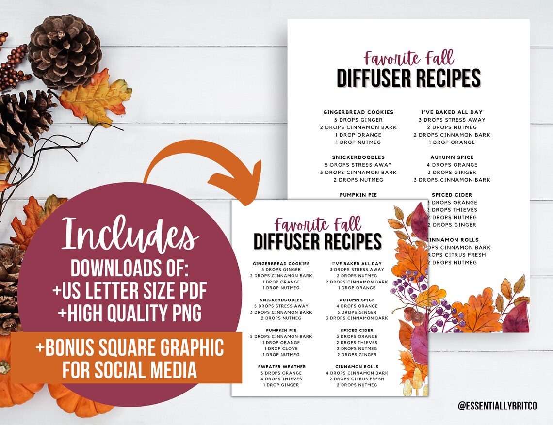 Fall Favorite Diffuser Recipes Flyer Bundle With Young Living Essential ...