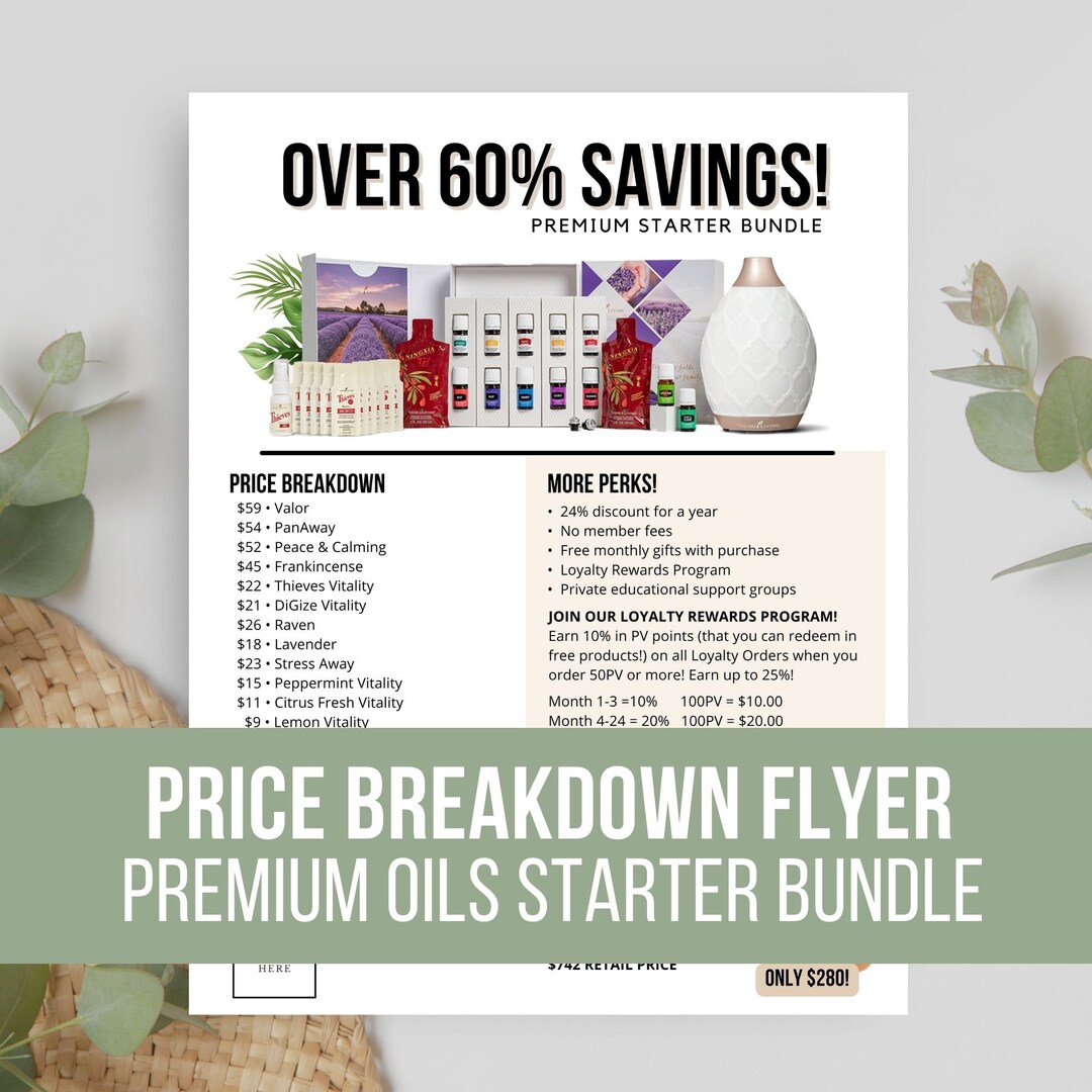 Premium Oils Starter Bundle Price Breakdown Flyer | Young Living PSB ...
